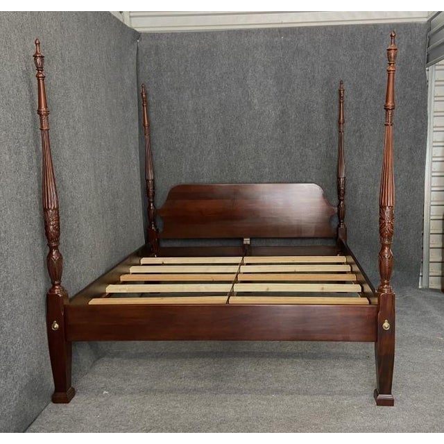 Late 20th Century King Size Wheat Carved Poster Bed Frame | Chairish