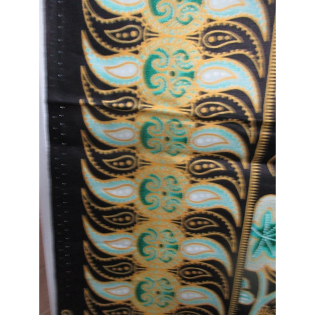 African Waxed Fabric Golden Java Prints in Aqua, Gold and Black | Chairish