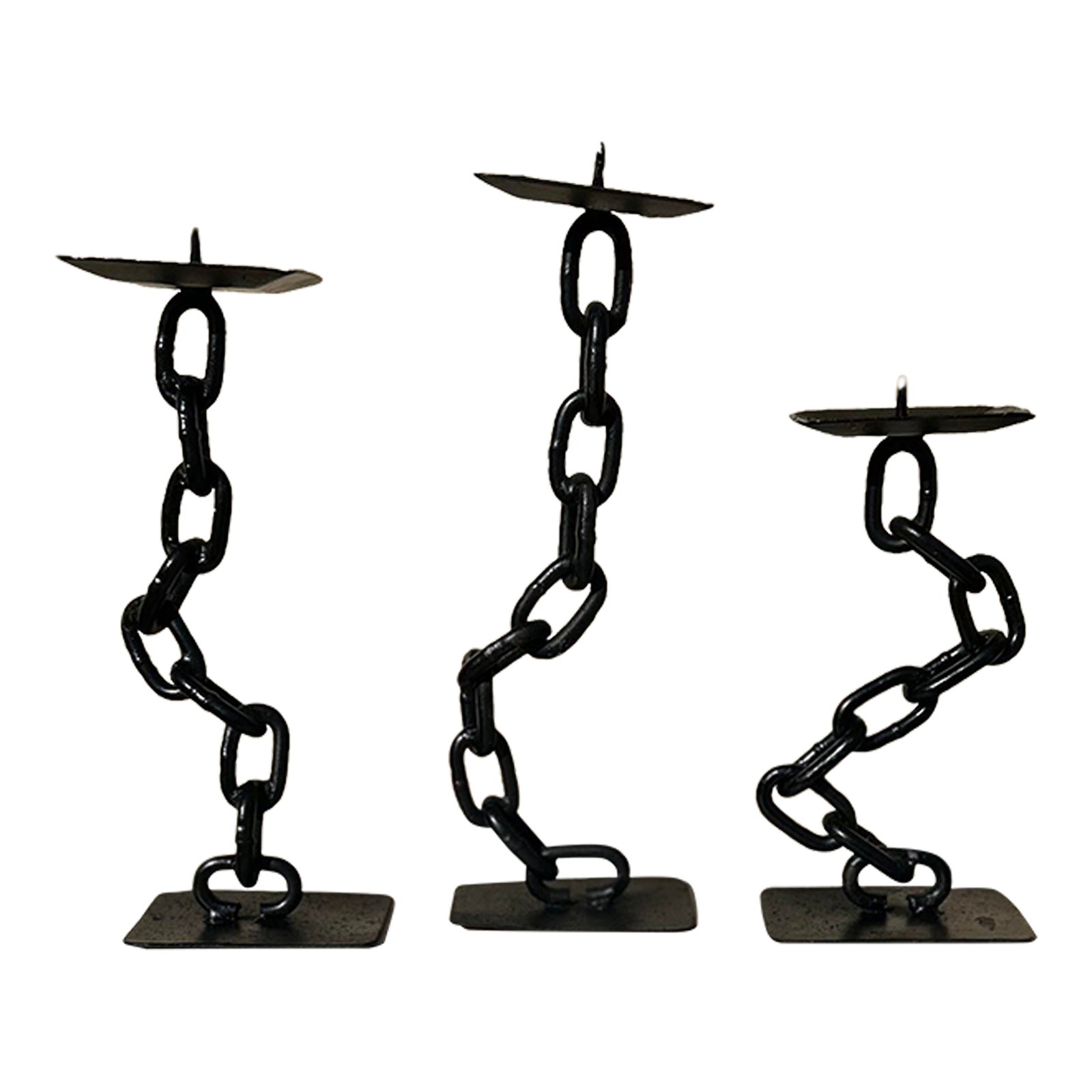 Vintage Chain Link Candle Holders- Set of 3 | Chairish