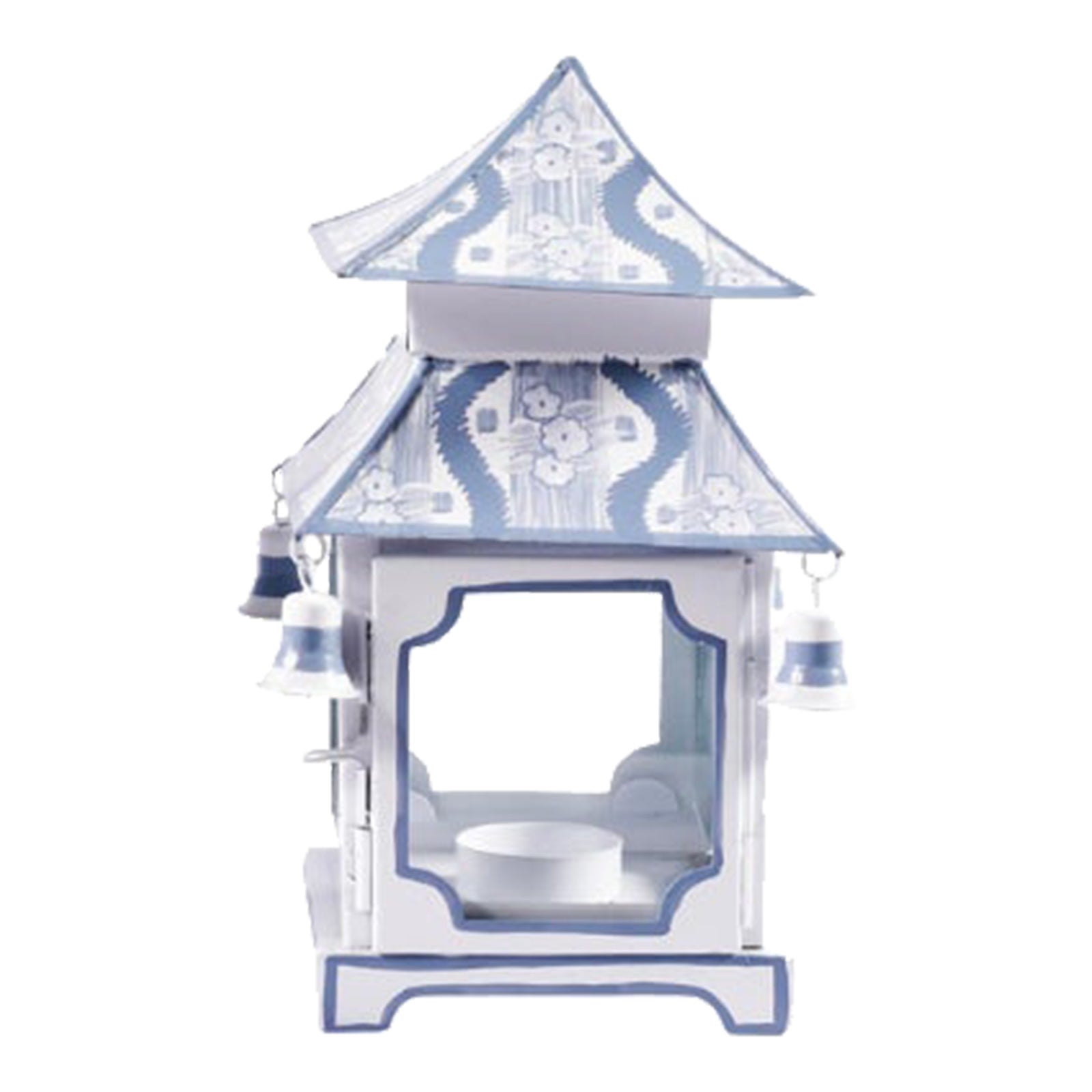 Trellis White & Blue Pagoda Hurricane, Extra Small | Chairish
