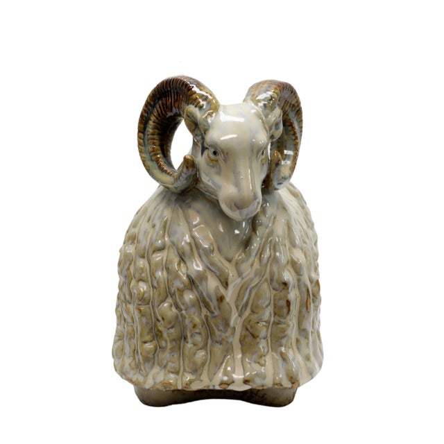 1970s Glazed Ceramic Merino Ram | Chairish