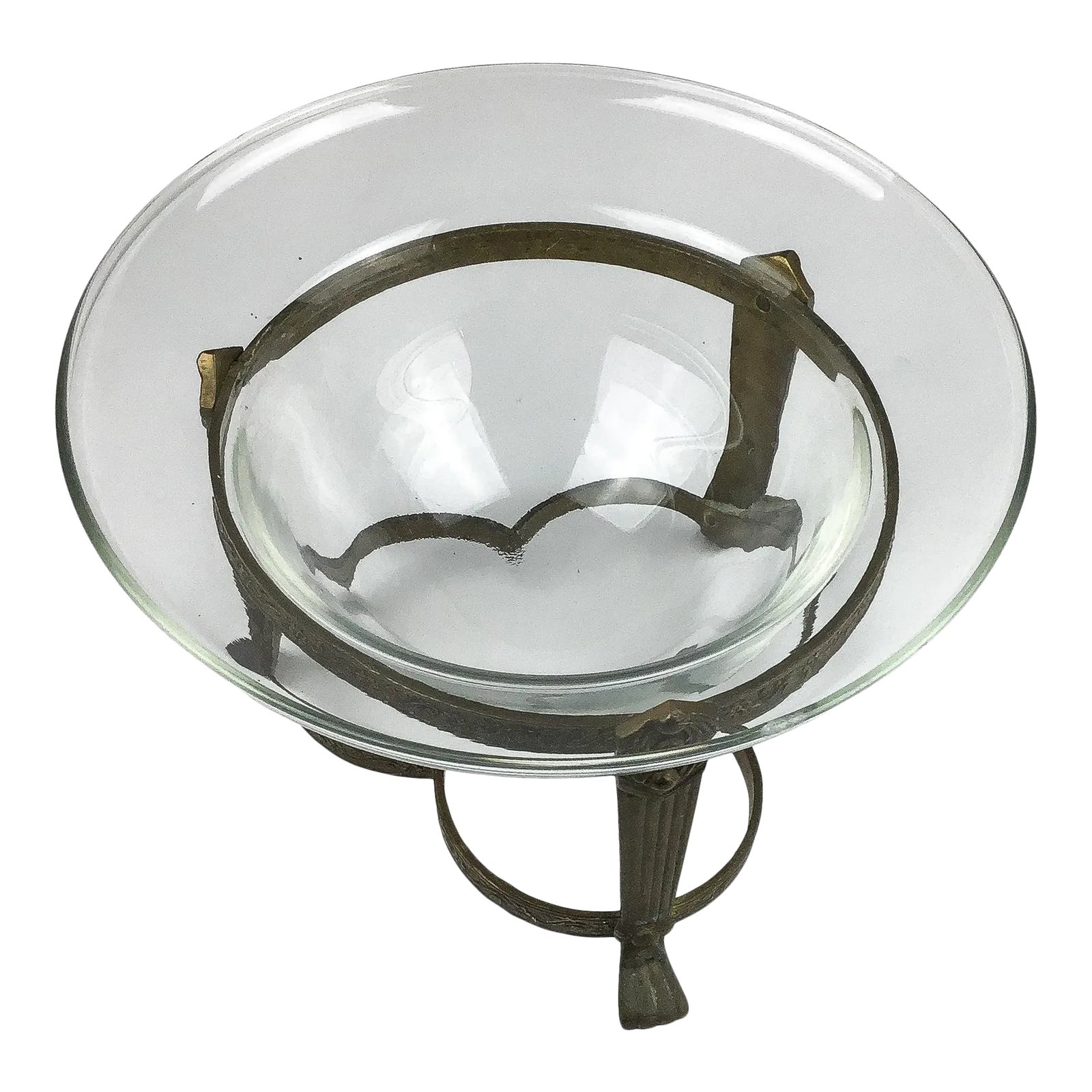 Antique Victorian Brass Tripod Glass Basin Holder | Chairish