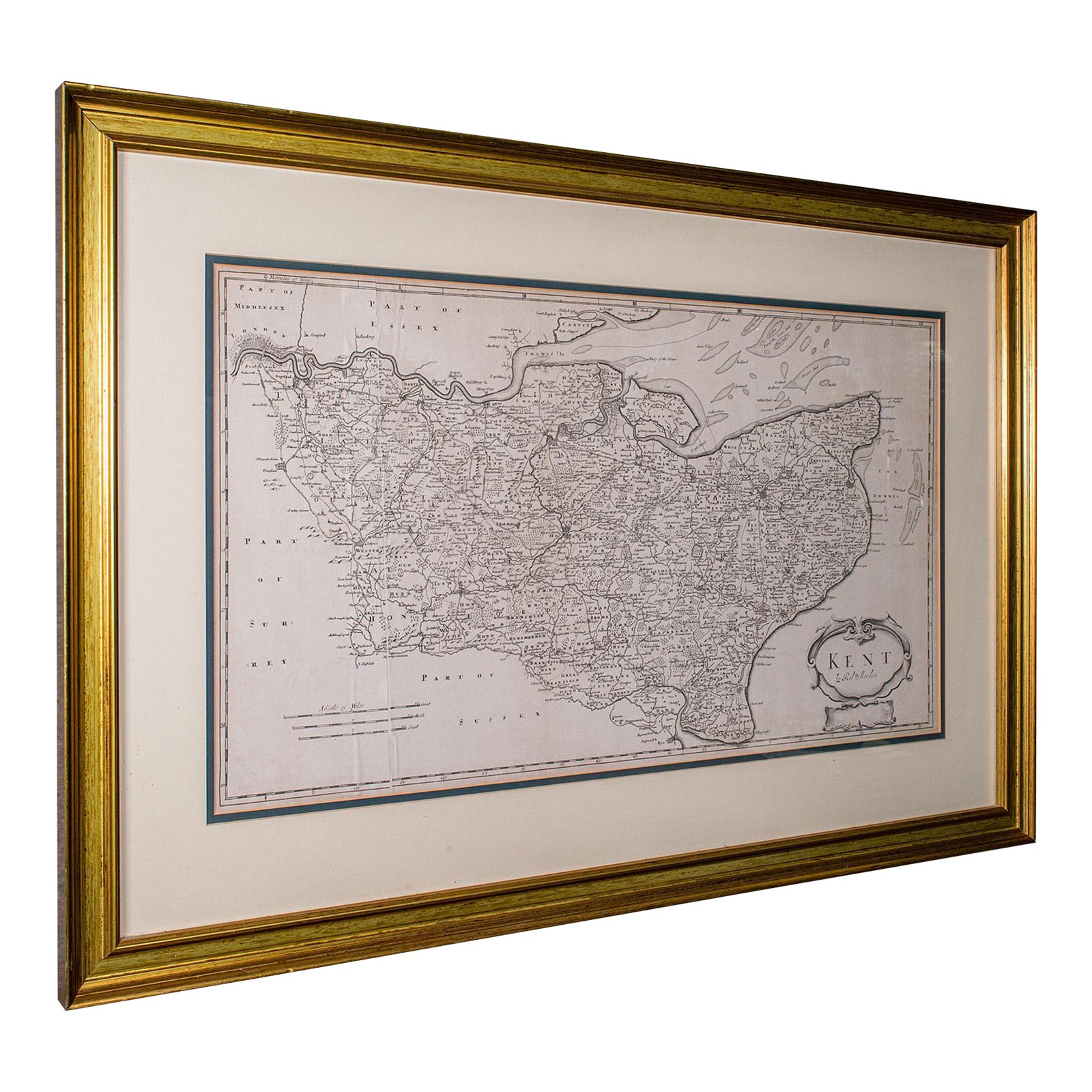 1700's Large Antique Lithography Map of Kent | Chairish