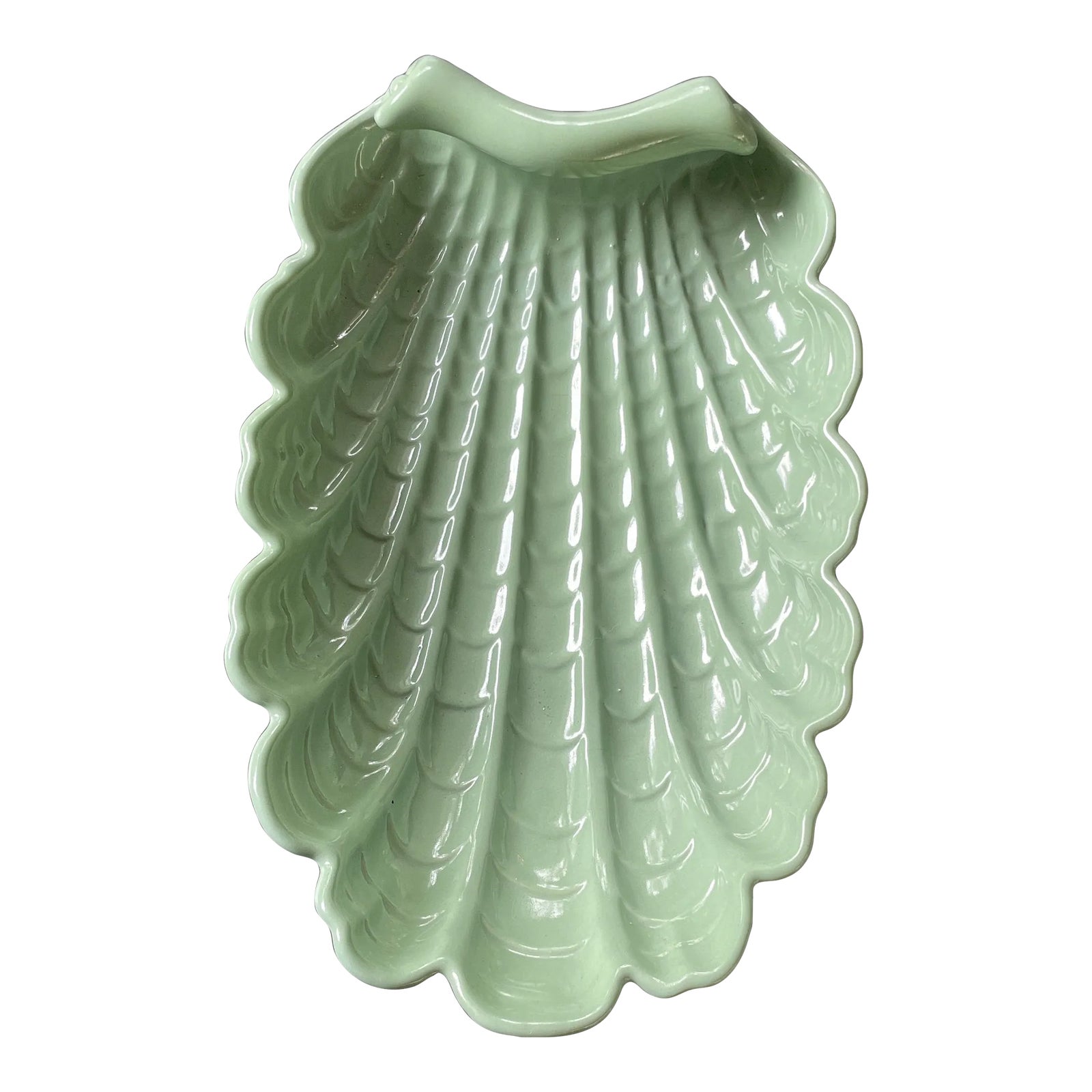 1950s Abington Celadon Green Shell Platter | Chairish