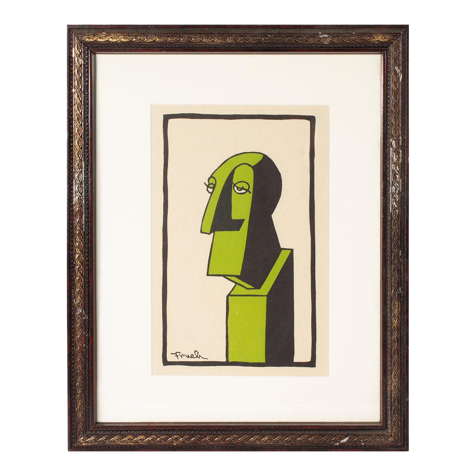 1922 “John Drew” Linocut Portrait by Al Freuh | Chairish