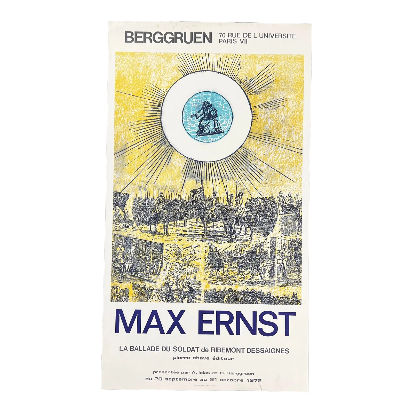 1972 Lithograph Max Ernst “The Ballad of the Soldier” Exhibition Poster ...