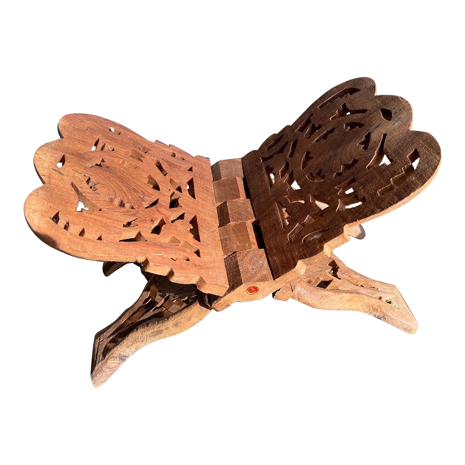 1970s Hand Carved Wooden Folding Display | Chairish