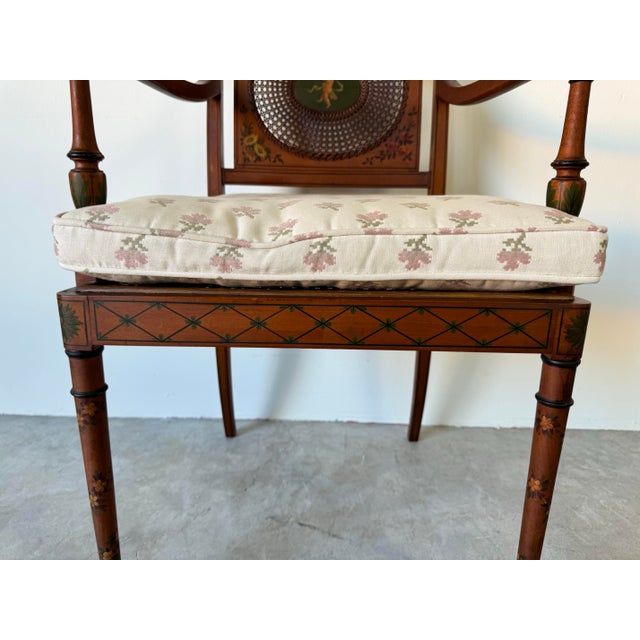 Vintage Adams Style Wood and Cane Paint Arm Accent - Desk Chair | Chairish