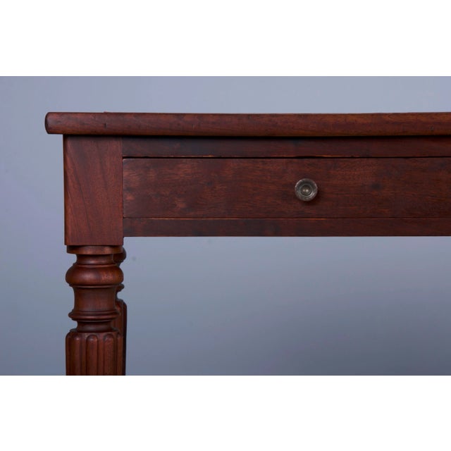 Antique English Victorian Style Mahogany Console W/ Leather Top | Chairish