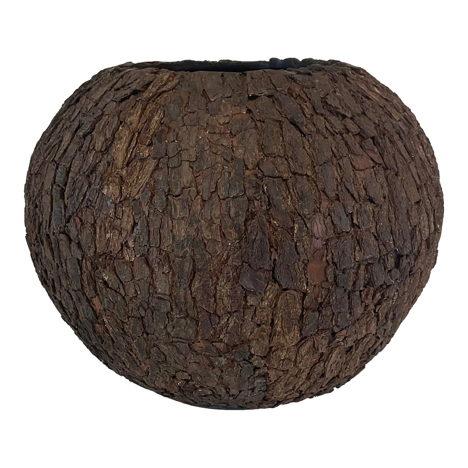 Rustic Large Bark Pot | Chairish