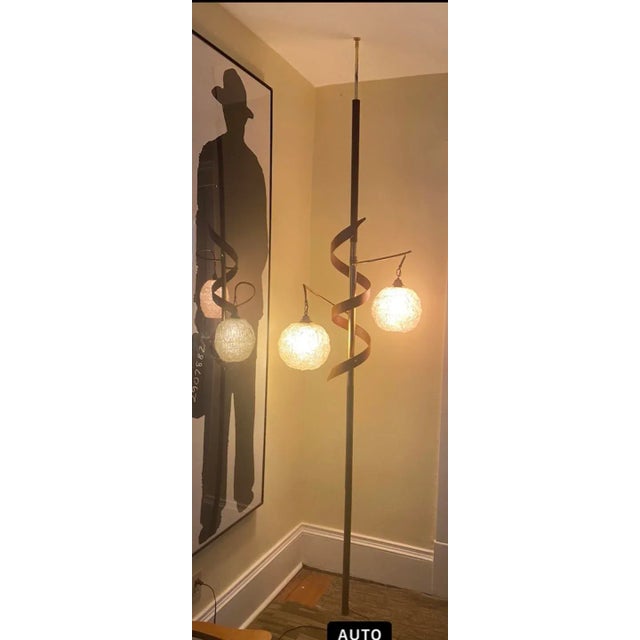 Mid-Century Modern Tension Pole Lamp Spun Lucite Lamp Shade | Chairish