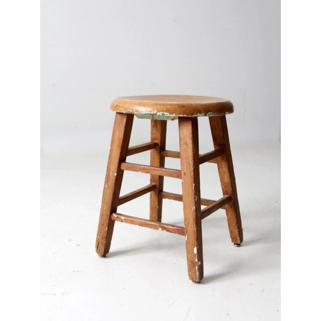 Vintage Low Wooden Stool | Chairish