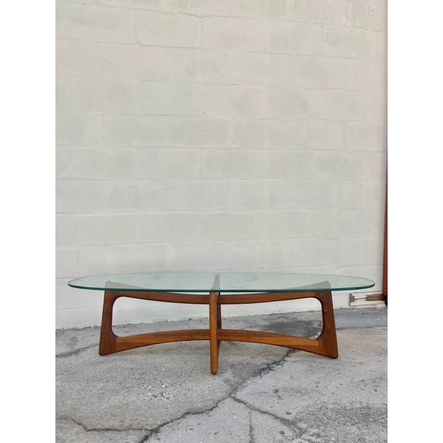 Mid Century Modern Ribbon Coffee Table With Oval Glass Top by Adrian ...