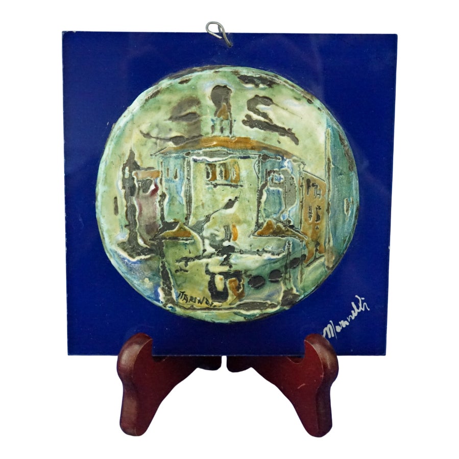 Vintage Lava Stone and Enamel Plaque by Mario Marinelli, 1950s | Chairish