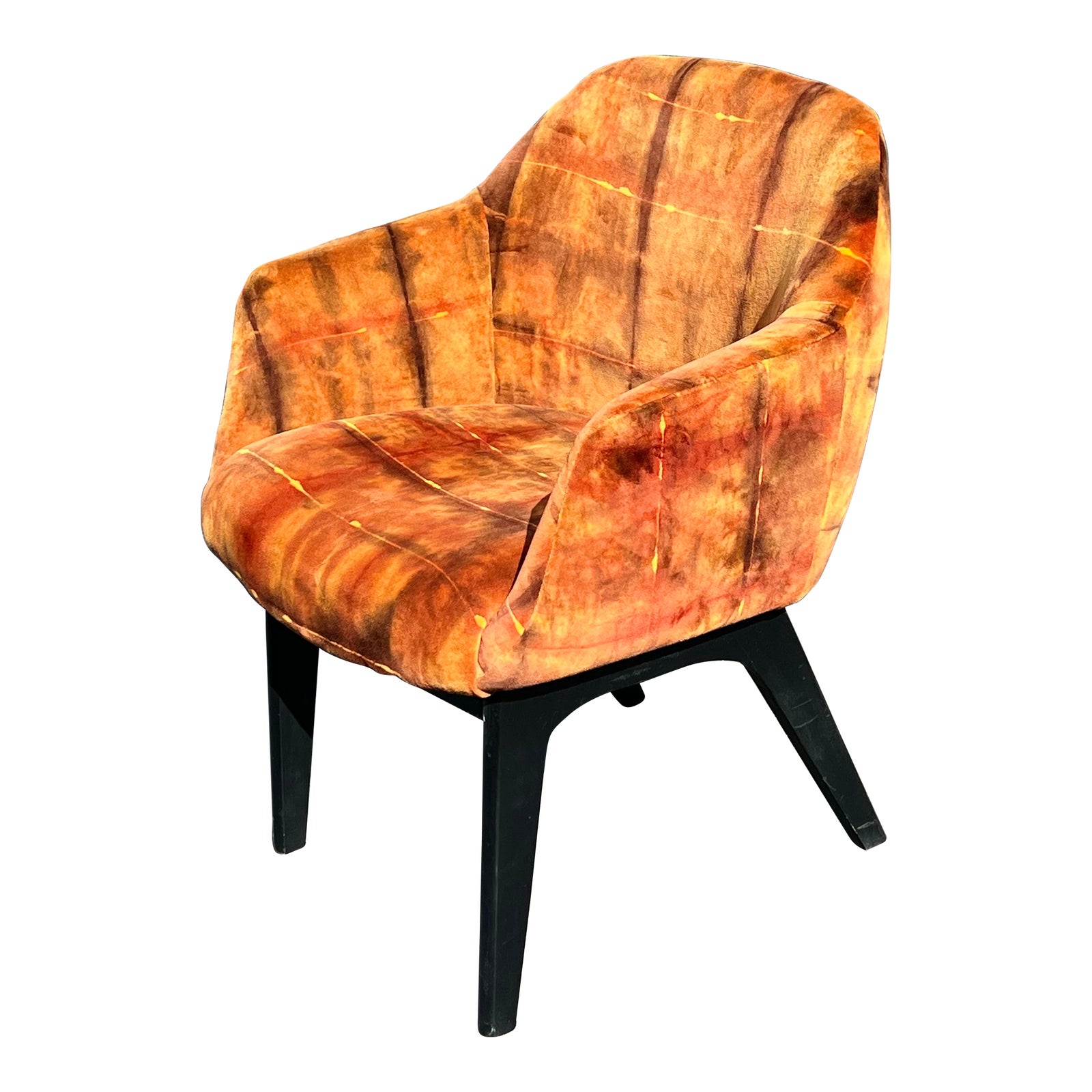 1970s Mid-Century Modern Rust Orange Hand Dyed Accent Chair | Chairish