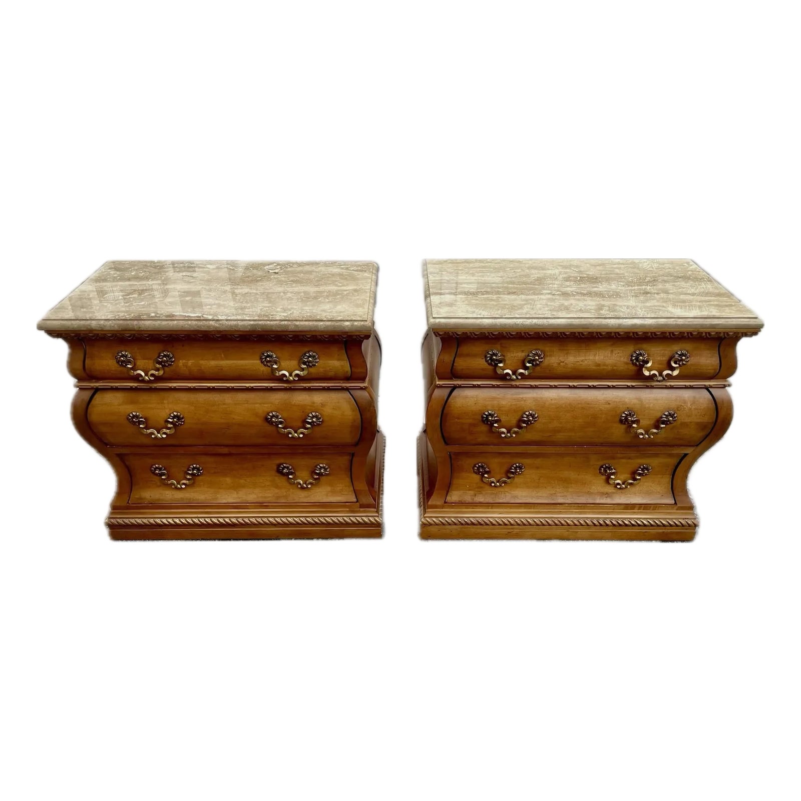 Vintage French Provincial Marble Top Chests by Century (Pair) | Chairish