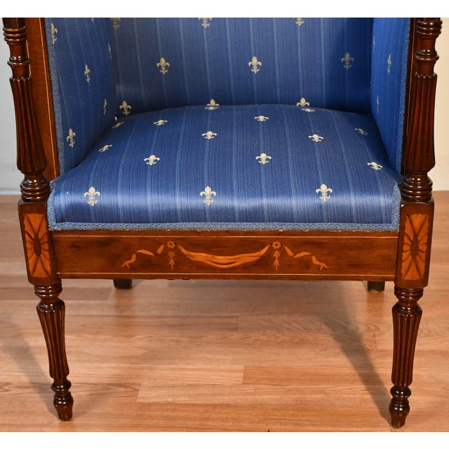 1910s Antique English Hepplewhite Mahogany Inlaid Spring-Seat Living ...
