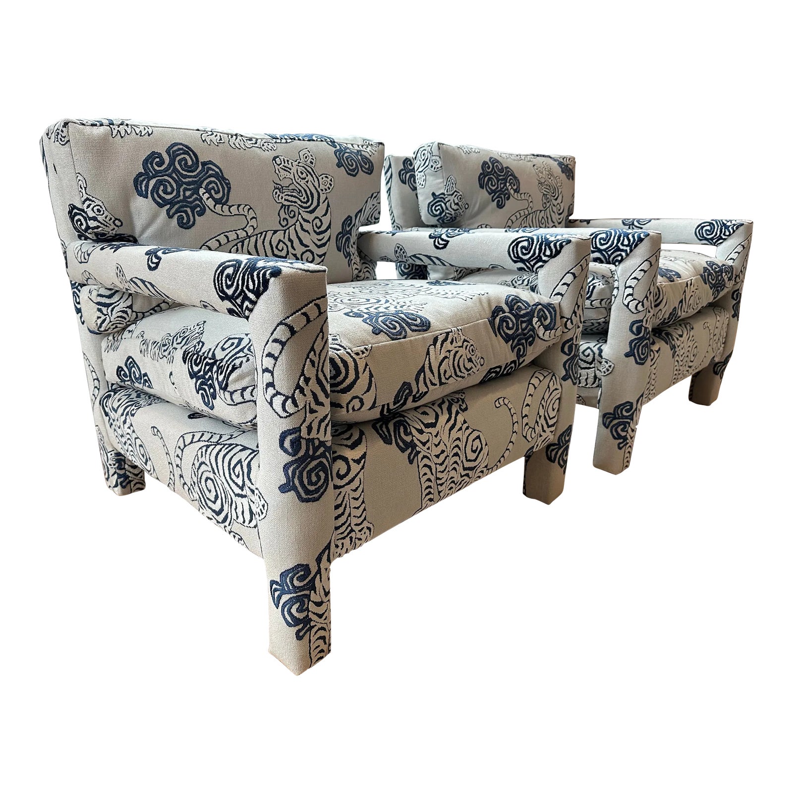 Mid-Century Modern Baughman Style Parsons Chairs With Ethan Allen ...