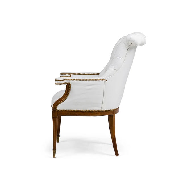 1940s Pair of Grosfeld House Style Tufted Wingback Armchairs in Ivory ...