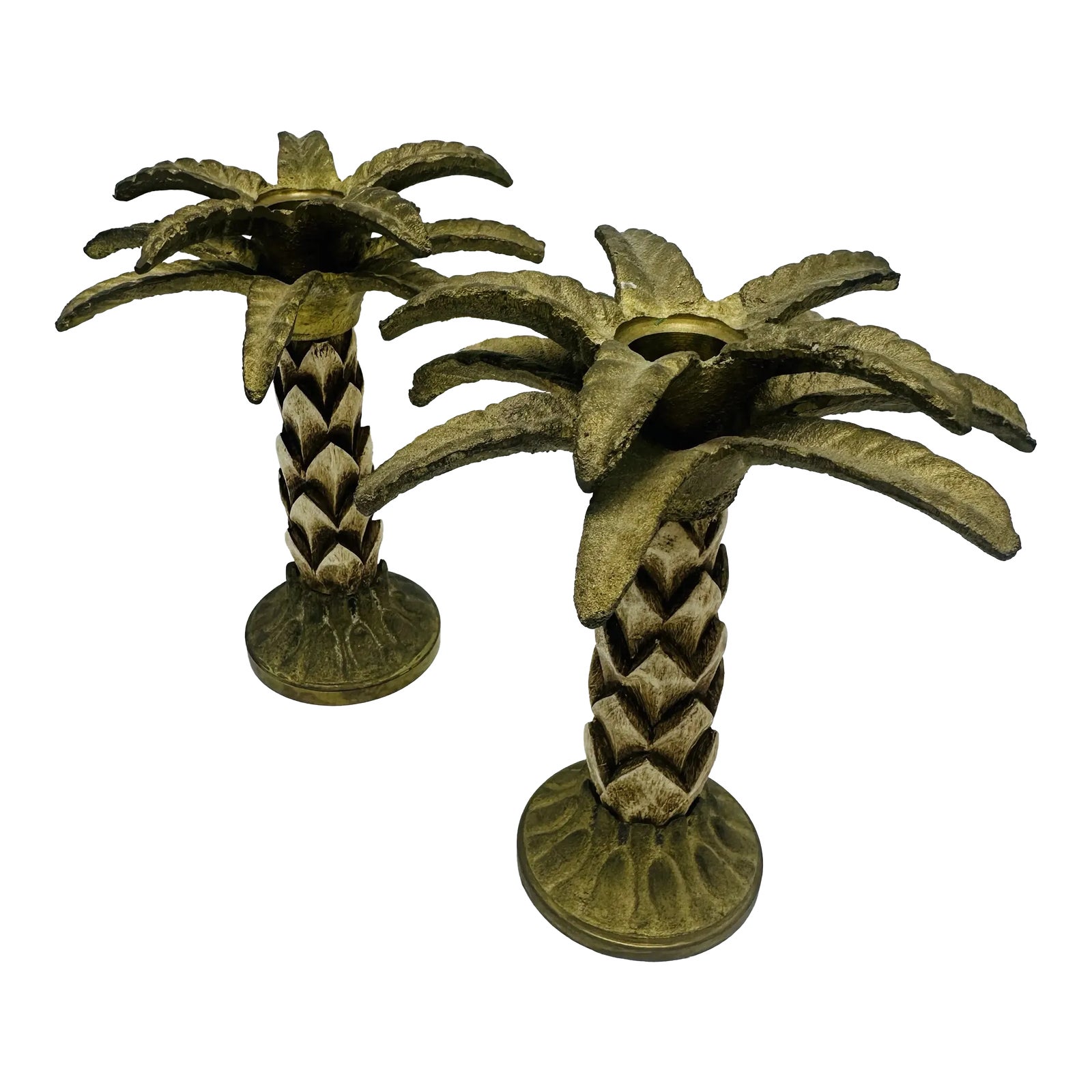 Vintage Palm Tree Candle Sticks, a Pair | Chairish