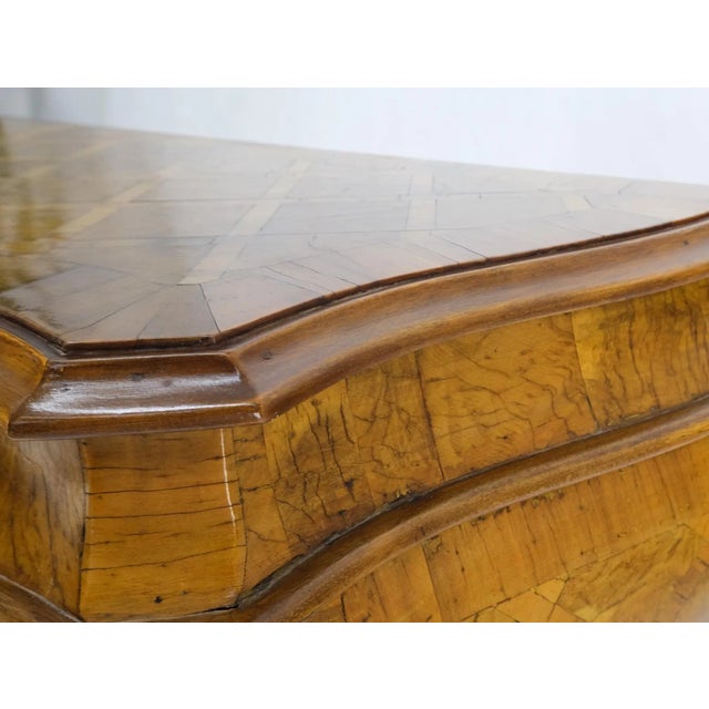 Italian Parquet Burl Wood Bombe Style Compact Entry Chest of Drawers ...