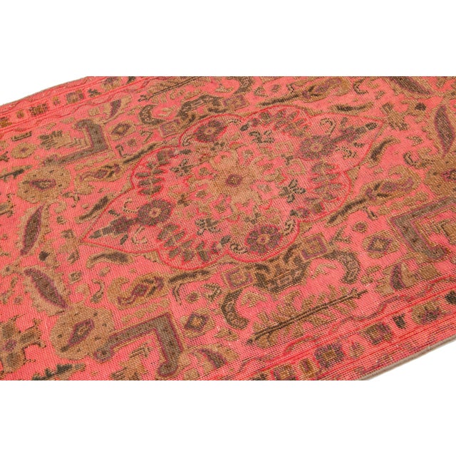Persian Overdyed Wool Rug in Pink With Allover Motif 3 X 5 | Chairish