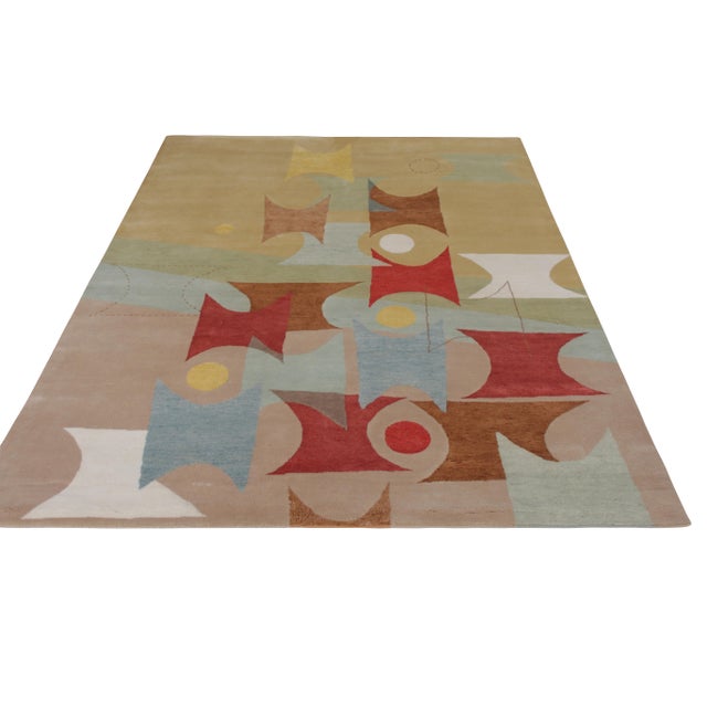 Rug & Kilim’s Mid-Century Modern Rug in Beige-Brown Geometric Pattern ...