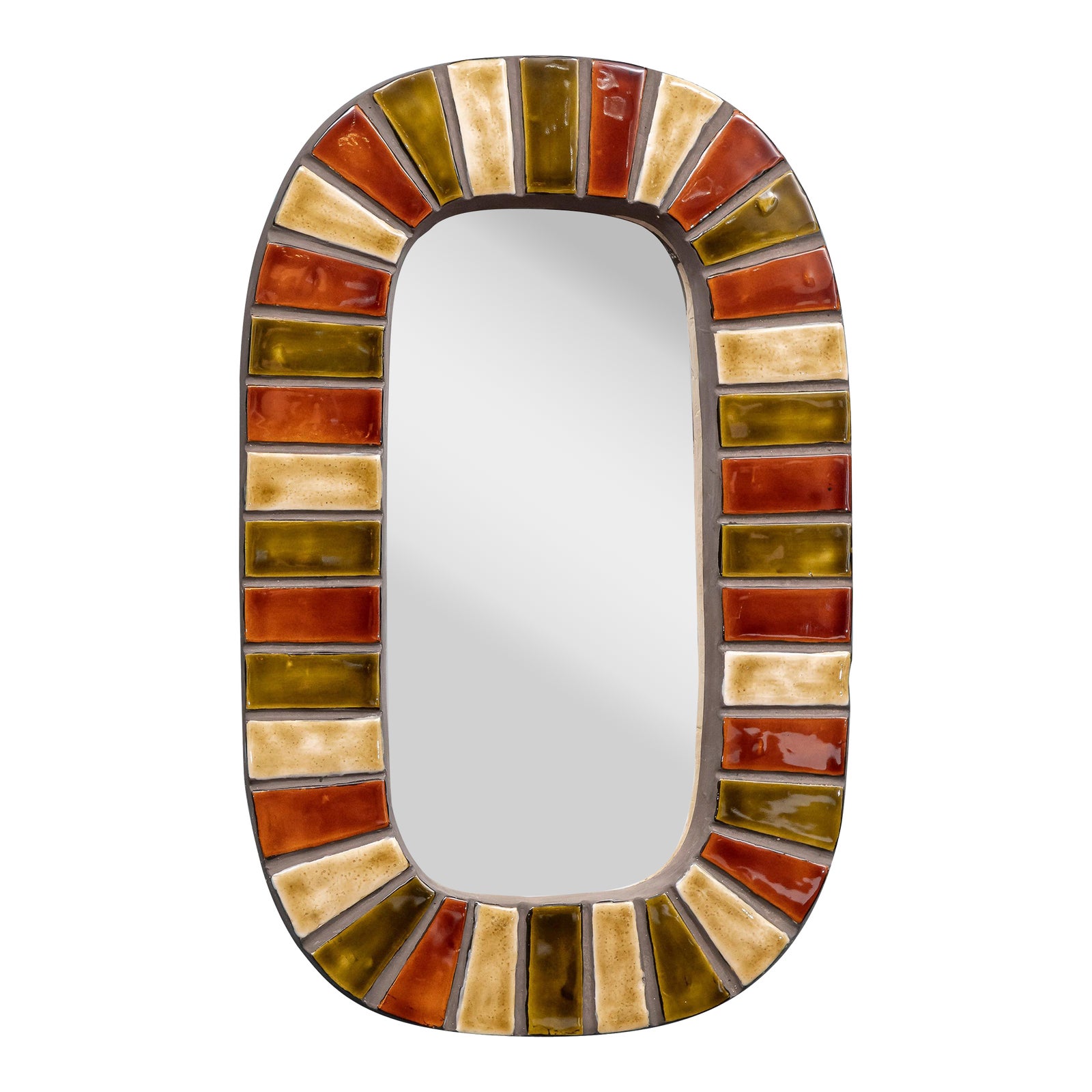 French Ceramic Wall Mirror by Mithe Espelt | Chairish