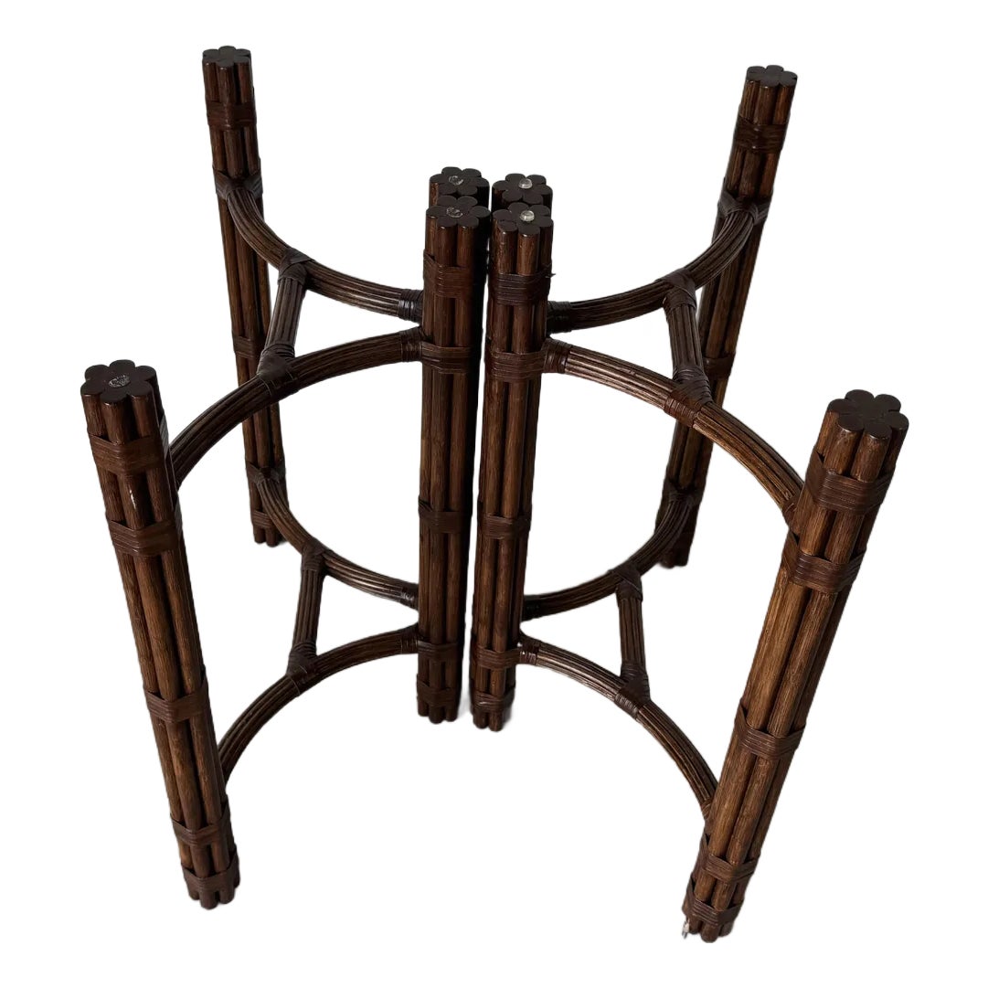 Pair of Vintage McGuire Style Rattan & Leather Wrapped Dining Table ...