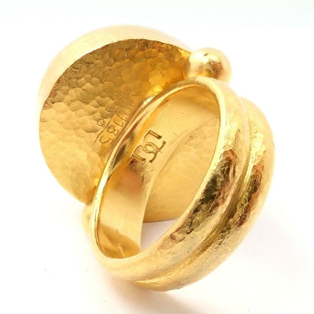 Gurhan Hammered 24k Gold Rutilated Quartz Ring sz 6 | Chairish