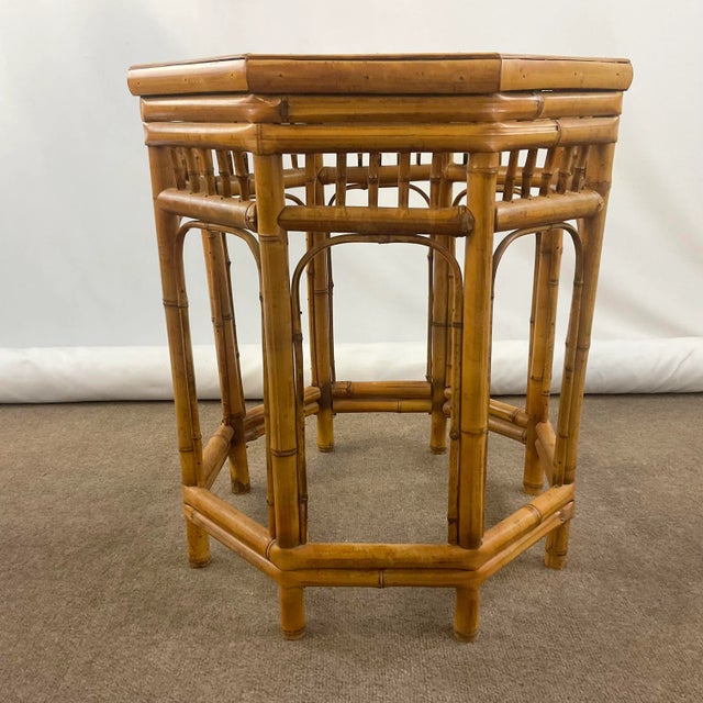 1970s Vintage Coastal Boho Chic Hollywood Regency Bamboo Side Table ...