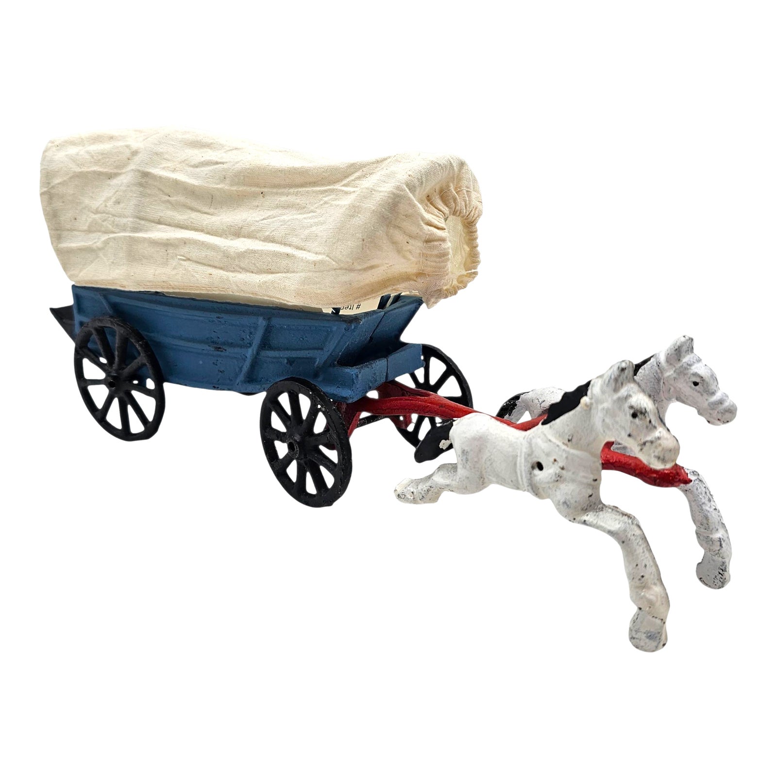 Vintage Cast Iron Conestoga Wagon With White Horses & Blue Covered ...