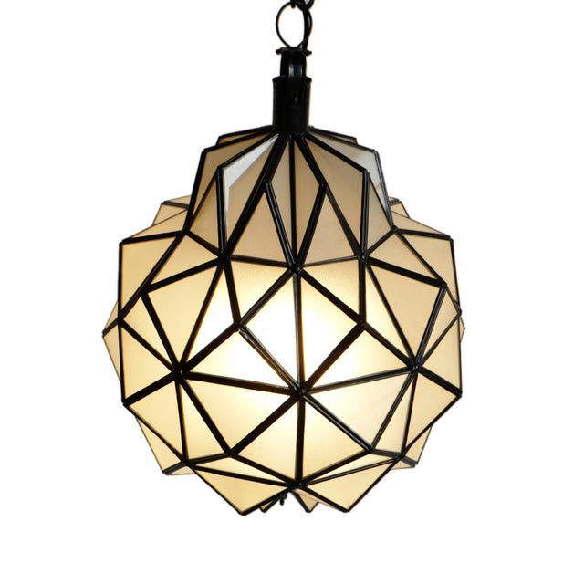 Vintage Frosted Prism Stack Asian Modern Pendant Light | Chairish