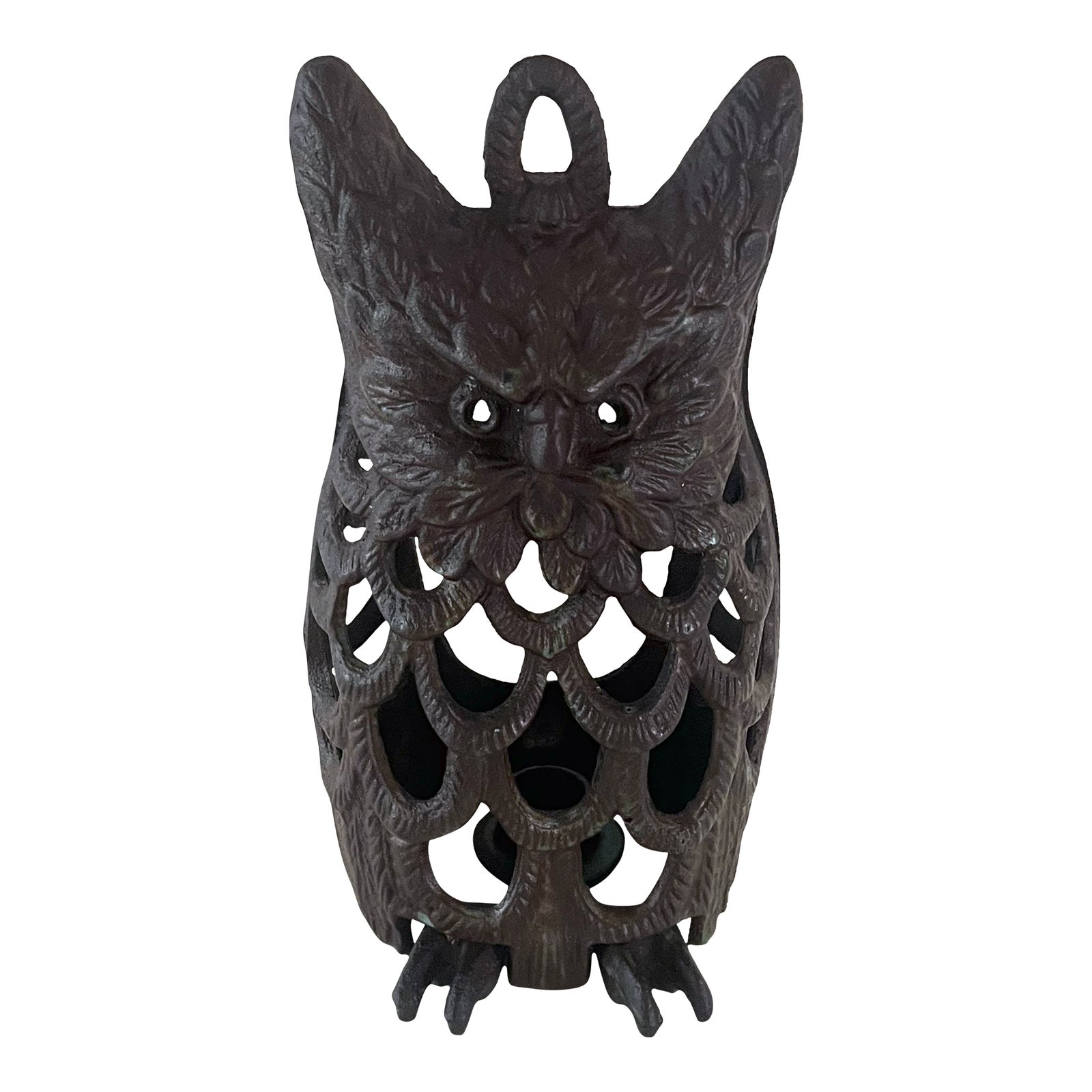 Mid Century Japanese Cast Iron Owl Lantern | Chairish