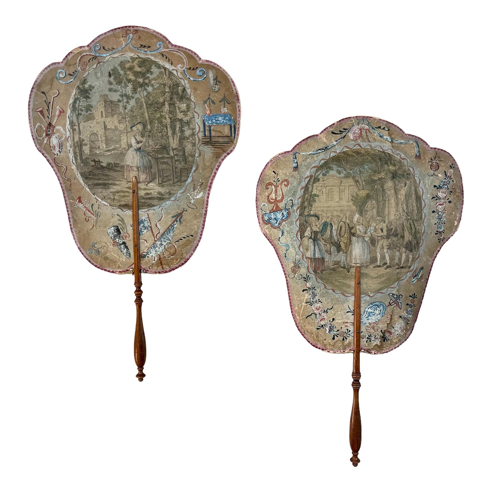 Pair 18th Century French Theater Fans | Chairish