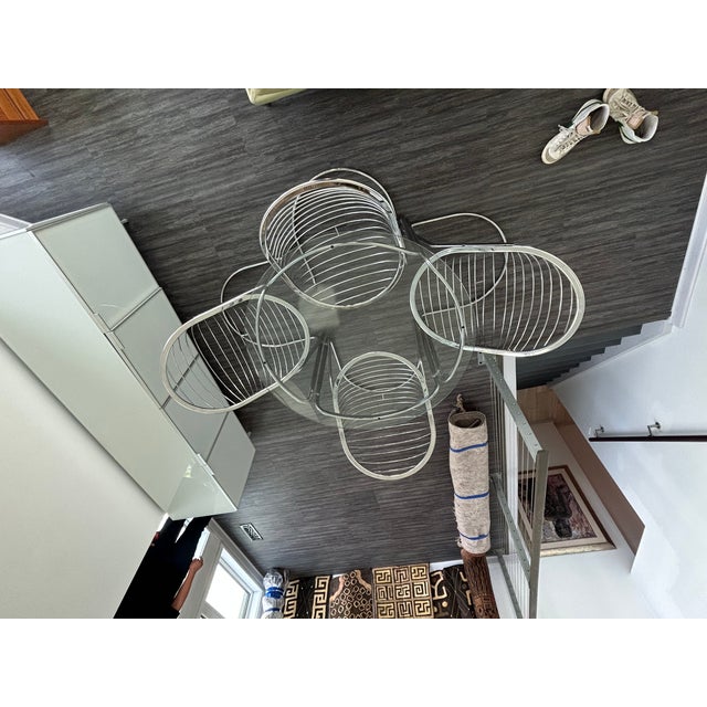 1970s Gaston Rinaldi Italian Glass Table and Chrome Chair Set | Chairish