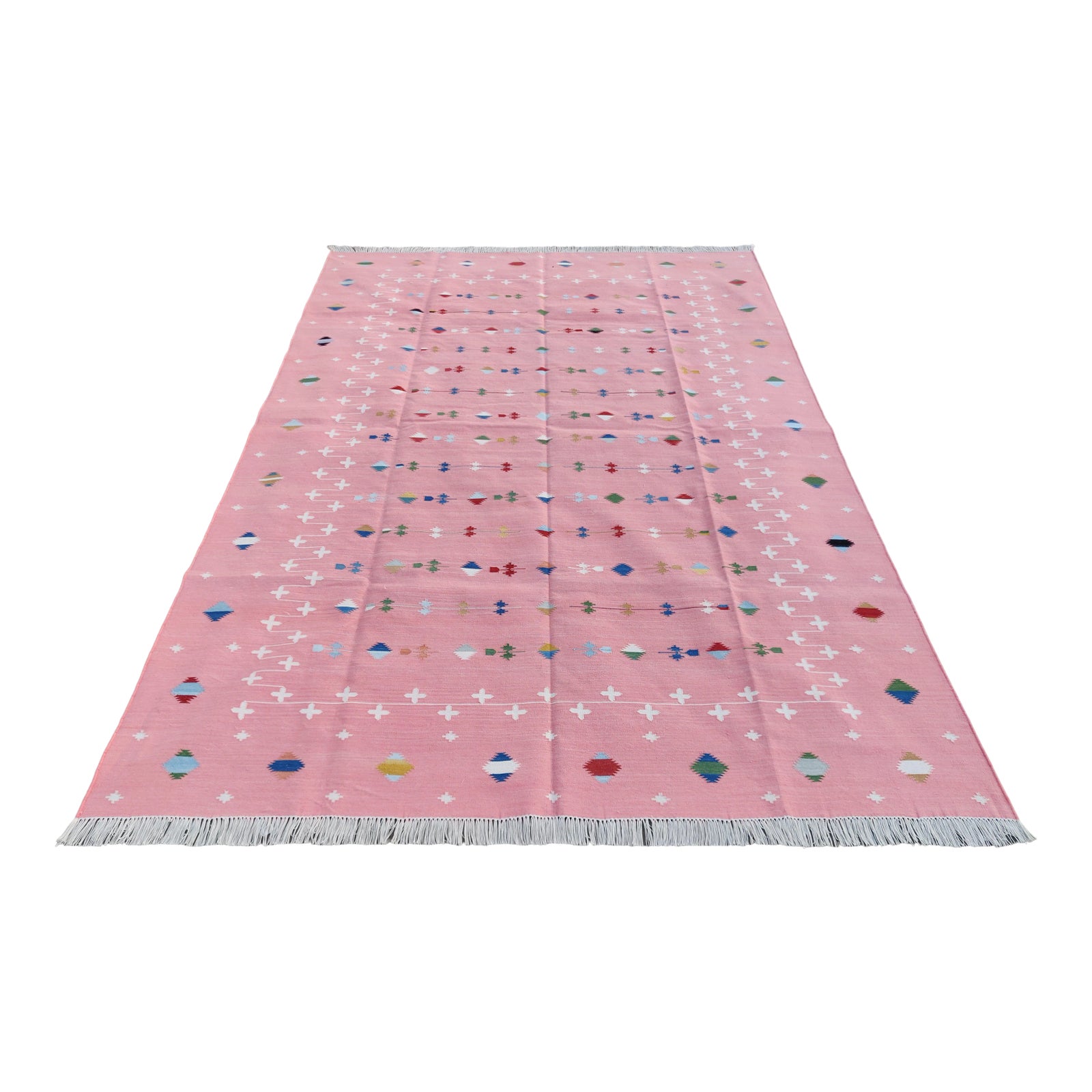 Handmade Pink Cotton Shooting Star Rug - 6'x9' | Chairish