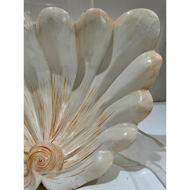 Large 1990s Wooden Hand Painted Decorative Clamshell | Chairish