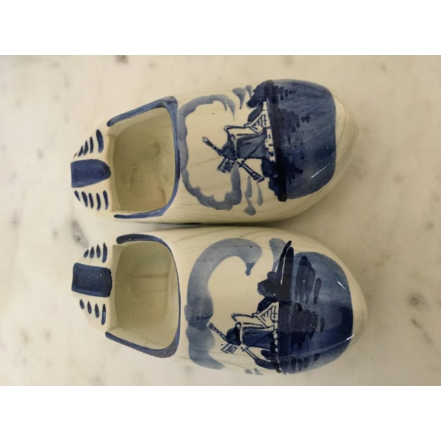 Pair Early 20th Century Vintage Delft Hand Painted Blue and White Mini ...