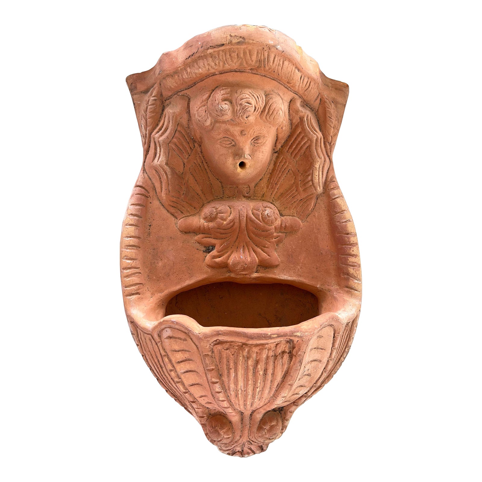 Vintage Terra Cotta Wall Mounted Water Fountain | Chairish