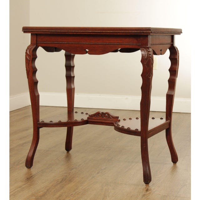 Victorian Carved Oak Music Box Table | Chairish