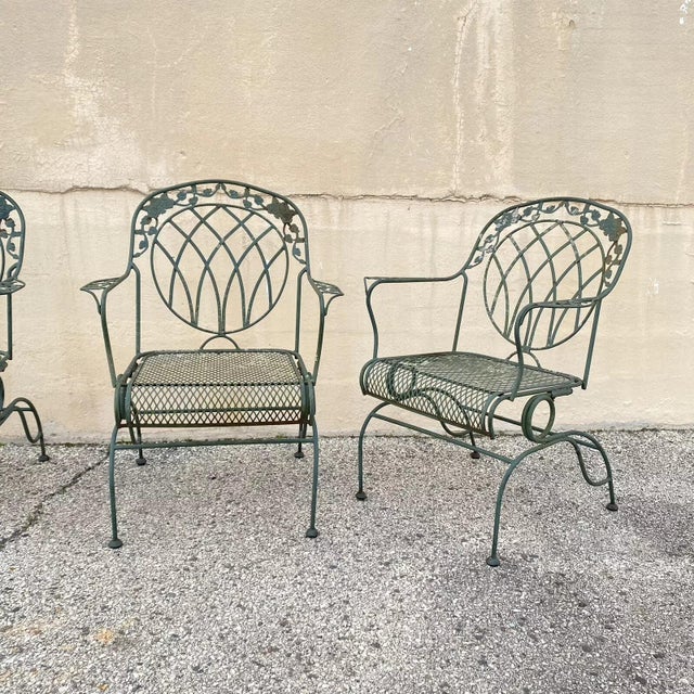 Mid 20th Century Wrought Iron Green Woodard Rose Style Garden Patio ...