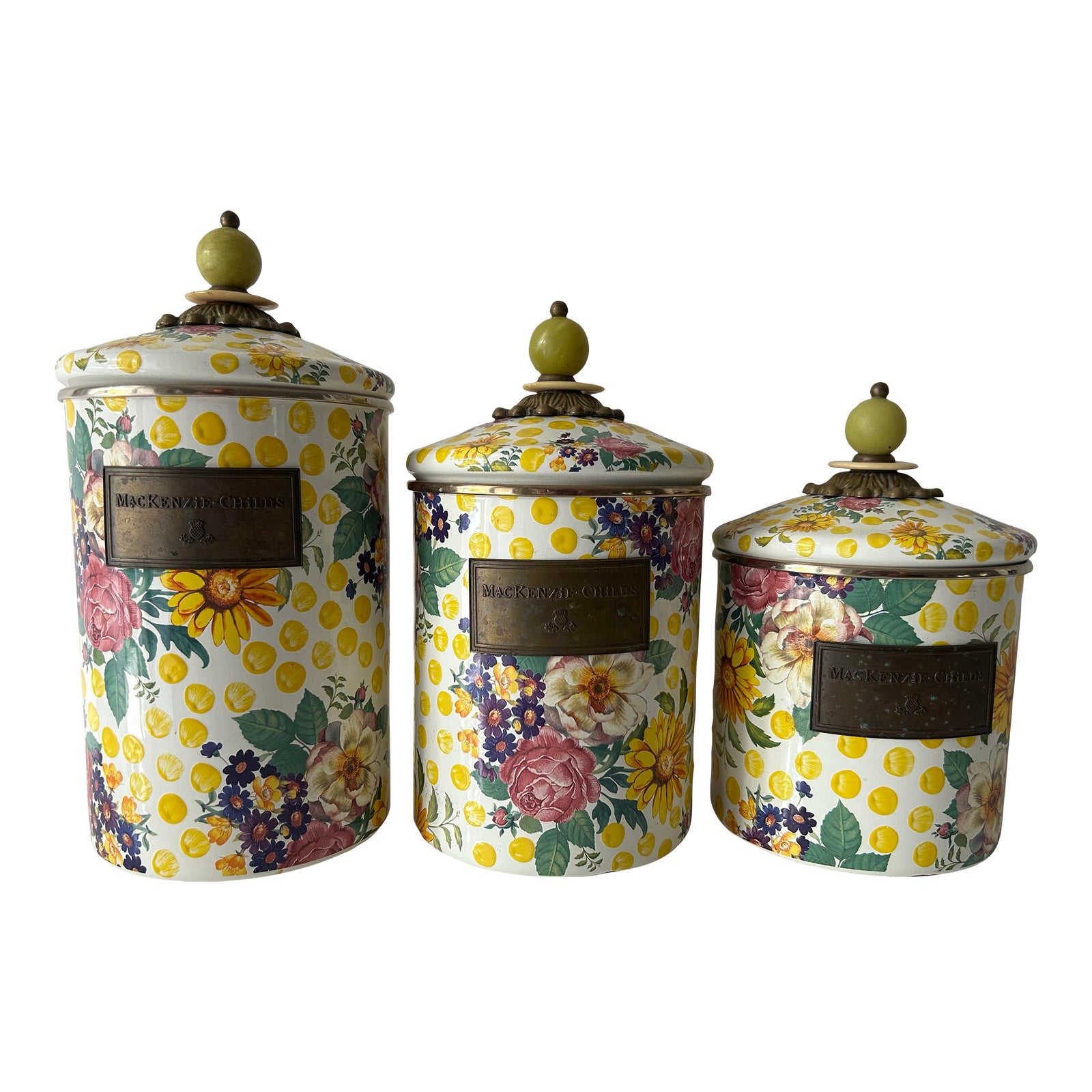 Vintage MacKenzie-Childs Floral Kitchen Cannisters, Buttercup Edition ...