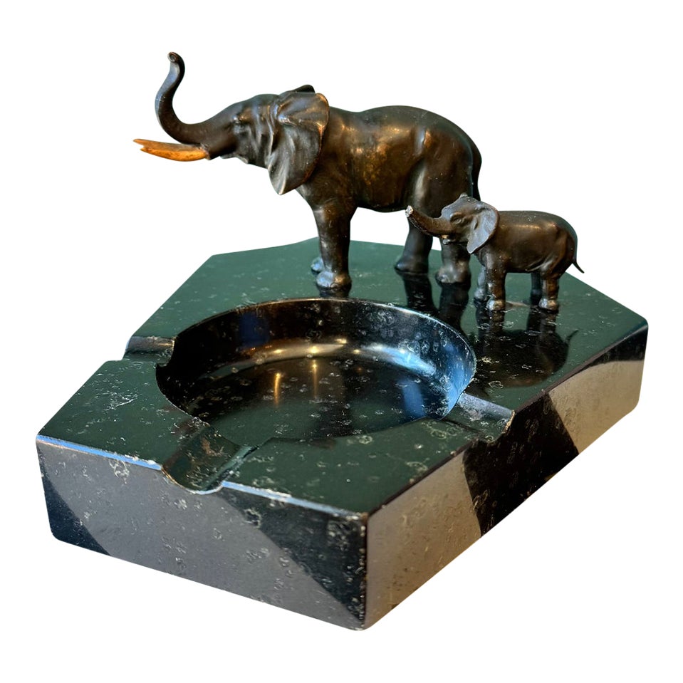Vintage Black Marble Elephant Ashtray | Chairish