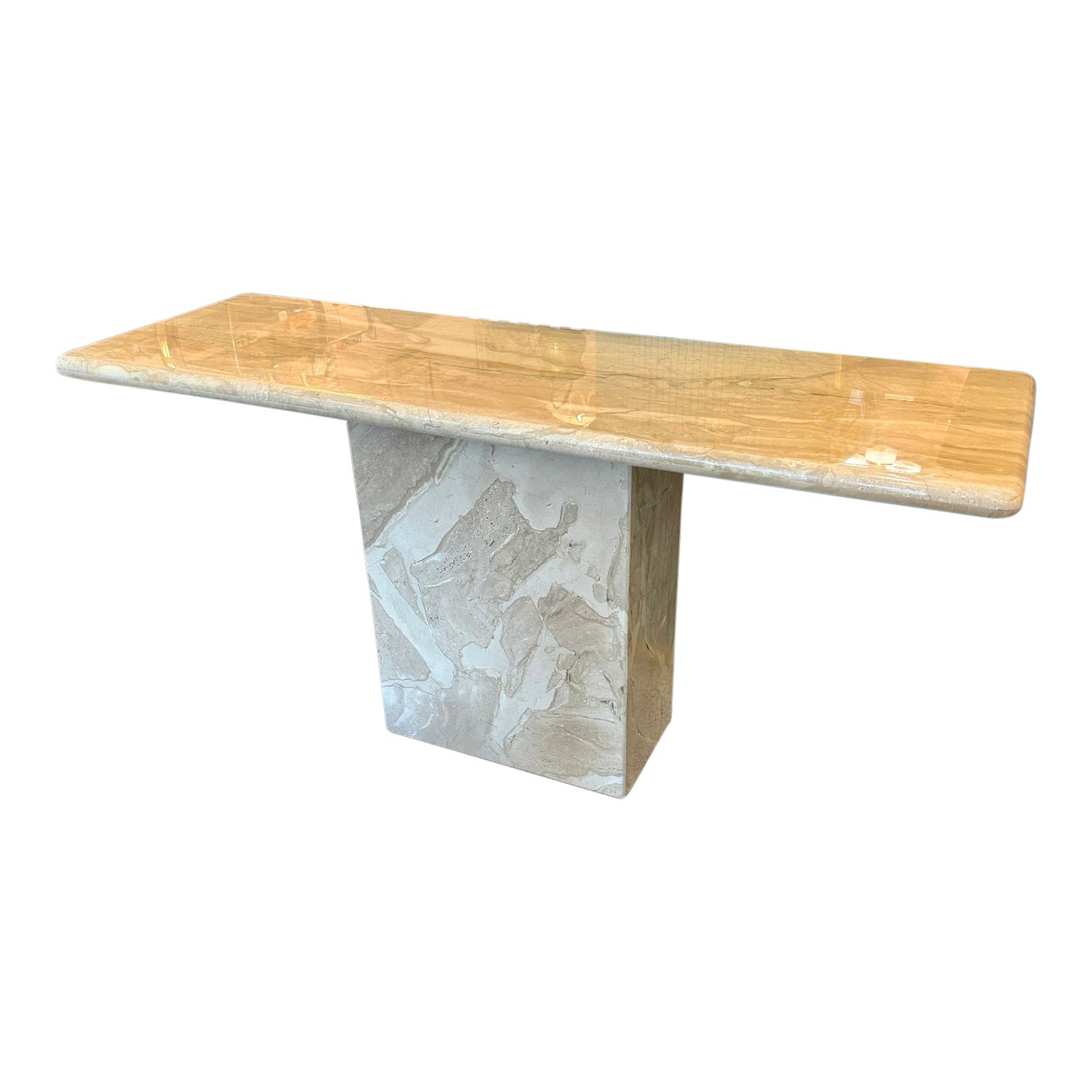 1980s Vintage Cream Colored Italian Marble Console Table | Chairish