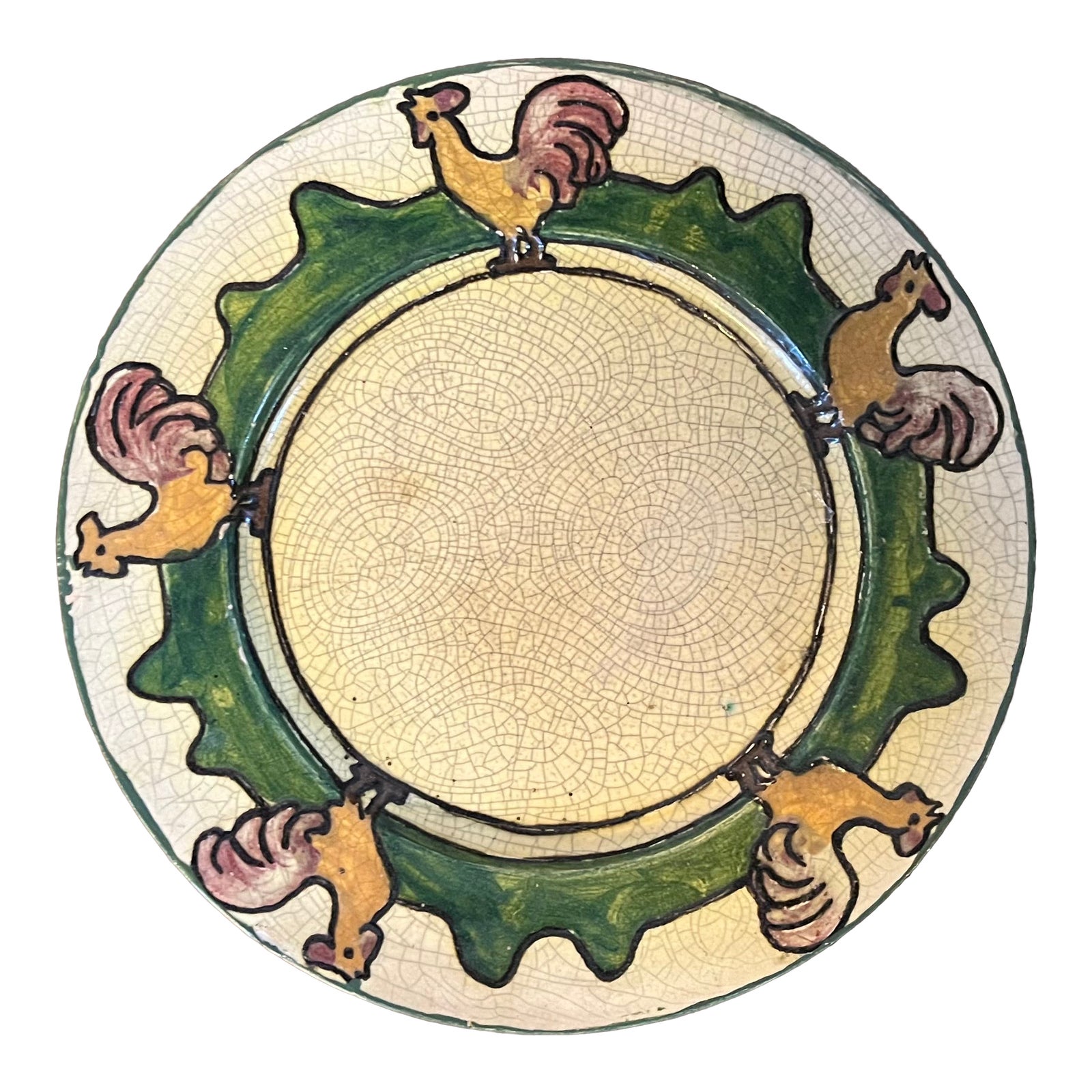 Antique Early 20th Century Arts & Crafts Pewabic Pottery Rooster Plate ...