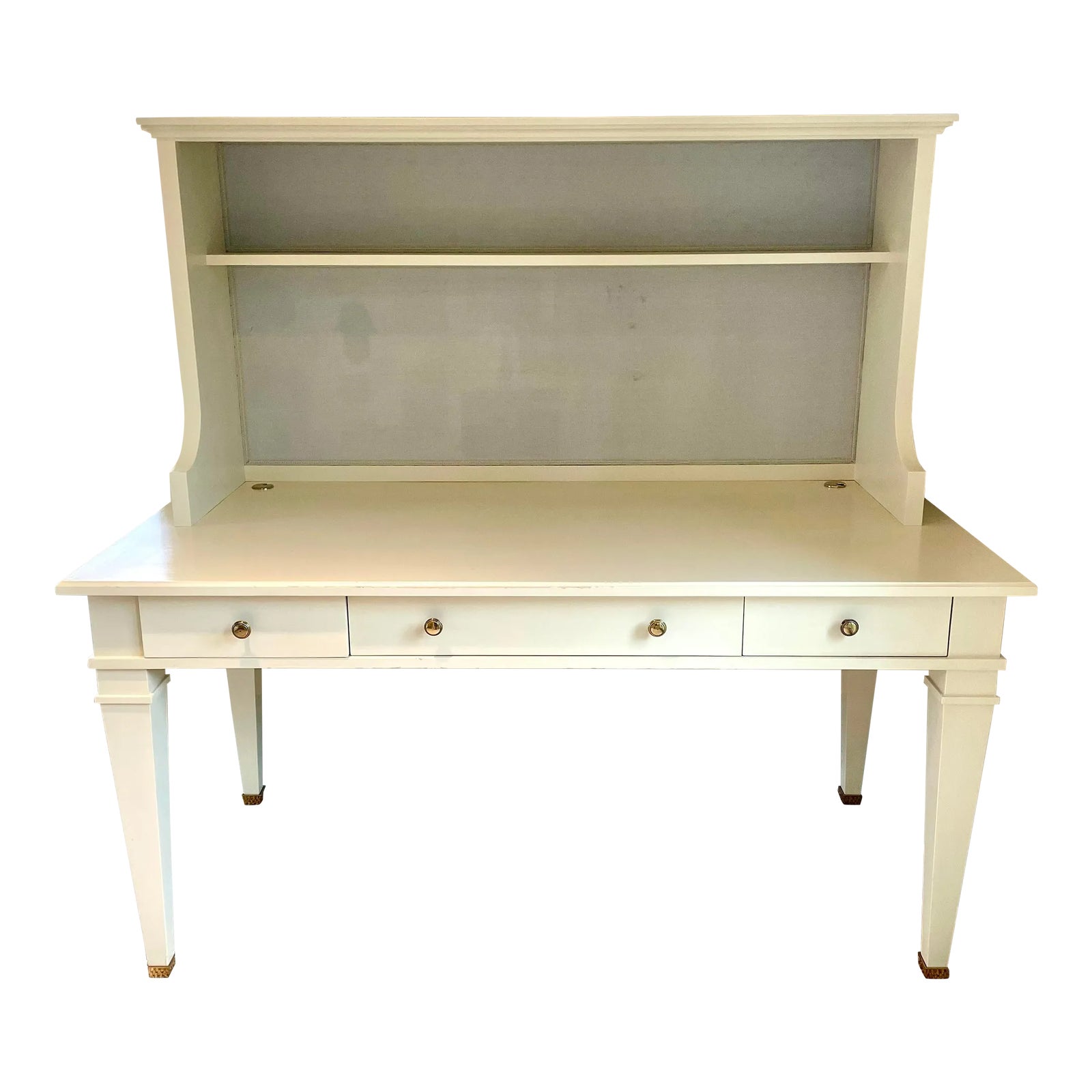 Custom Made Writing Desk With Hutch and Bulletin Board | Chairish