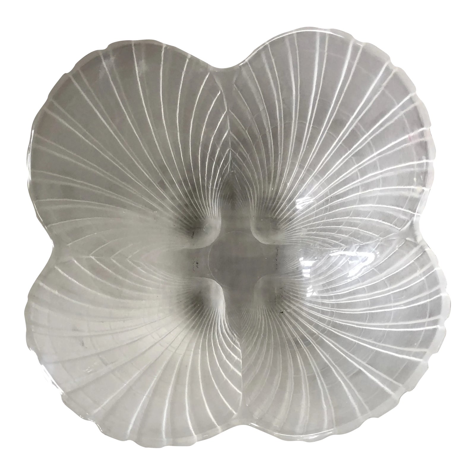 1980s Frosted Glass Shell Shaped Serving Bowl | Chairish
