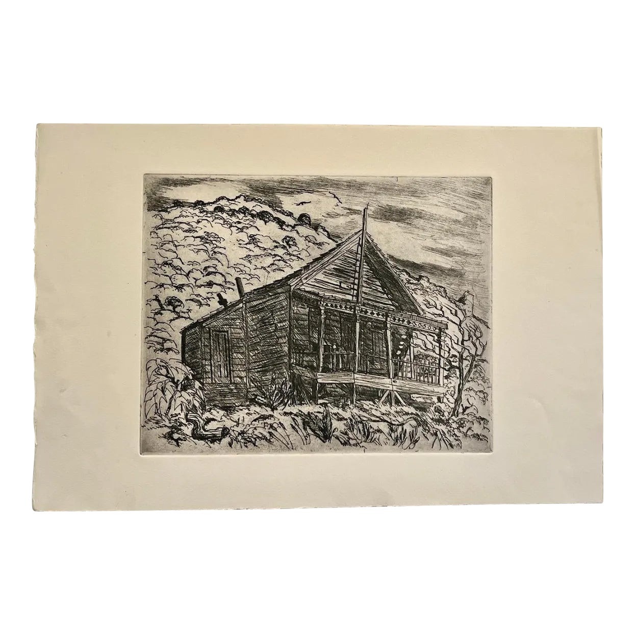 Bay Area Ramshackle Victorian Cottage Fine Art Etching W/ Aquatint 20th ...
