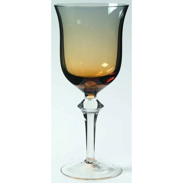 1980s Denby Aurora Blue & Amber Stemware Water Glass | Chairish